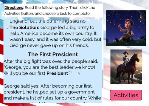 President's Day BOOM™ Cards | George Washington: Wh-Questions, Sequence ...