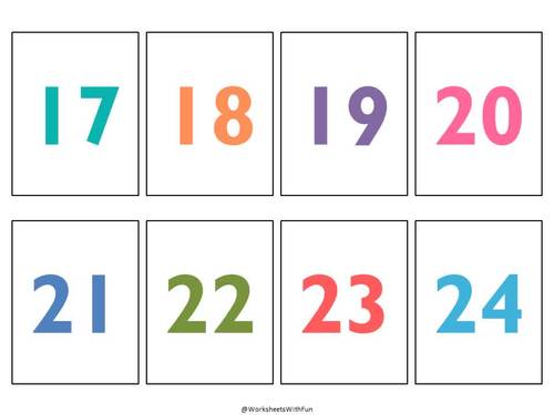 Colored Number Flashcards 1-100, Printable Math Cards, Number ...