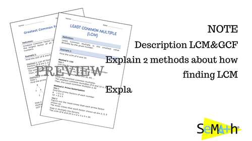 LCM and GCF Note and Practice NOPREP Differentiated Worksheet Bundle by ...