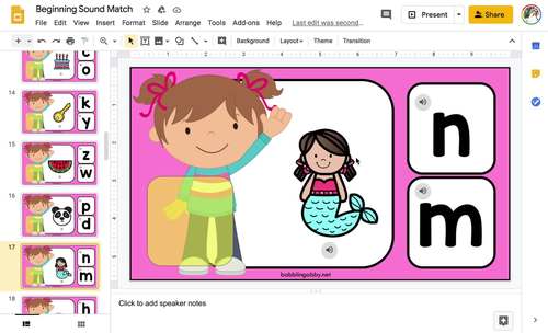 Beginning Sounds: Digital Center for Distance Learning Google Slides ...