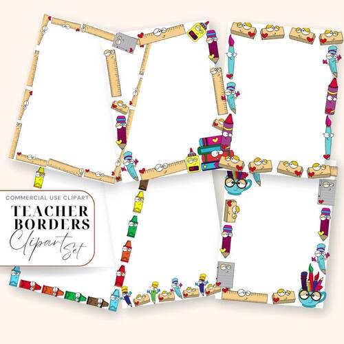 Back To School Clipart Borders, stationary, Crayon, Supplies Clip Art ...