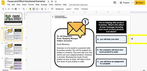 Cause and Effect Vocation Scenario Task Cards | Digital Version Included
