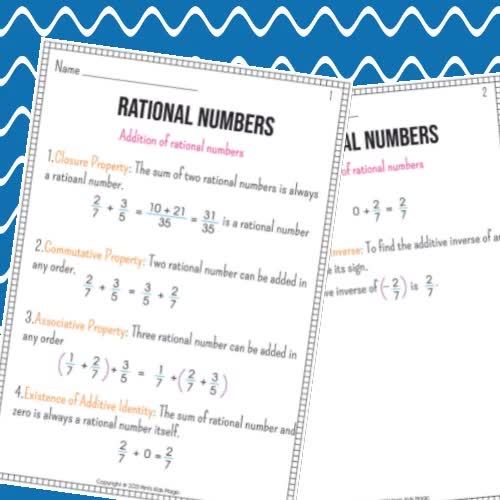 Rational Numbers, Addition and subtraction of rational numbers grade 7 ...