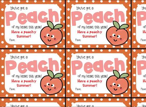 Peach Rings/ Trolli Peachie O End of Year Gift Tag- You've got a peach ...