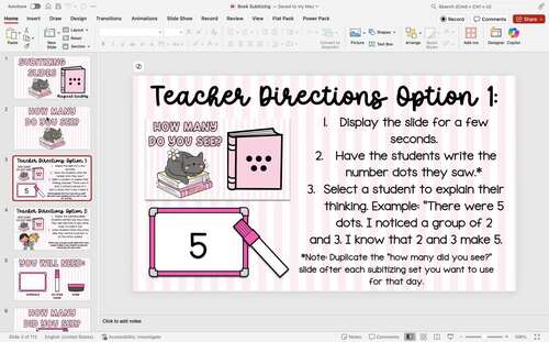 Book Theme Subitizing Slides PPT by Magical Kinders Corner | TPT