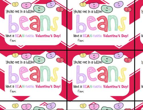 Cute Jelly Beans (Jelly Belly) Valentine's Day Gift Tag- You're one in ...