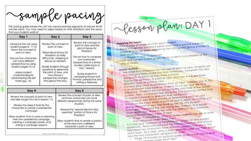 Point of View Read Aloud Unit | Use With Book Grace for President | 2nd-4th