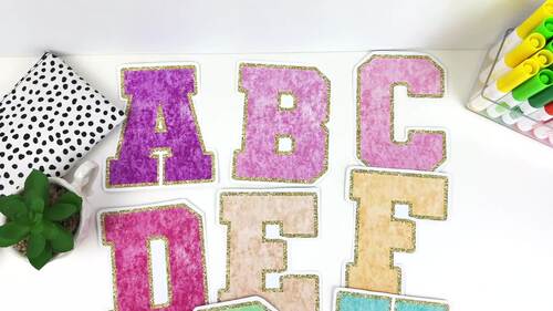 Varsity Letters & Numbers Velvet Rainbow / Bulletin Board Titles, Back ...