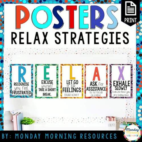 RELAX Strategy Classroom Posters - SEL Resource - Calm Space Visuals