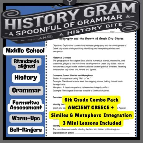 Ancient Greece Geography & Trade + Similes & Metaphors Practice | HSS 6.4.1