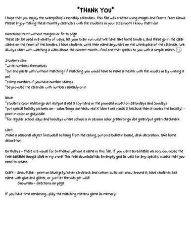 January Calendar by Emily Wampler | TPT