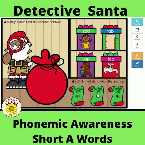 Christmas Detective Santa Blending Short A CVC Words Boom Cards™ by ...