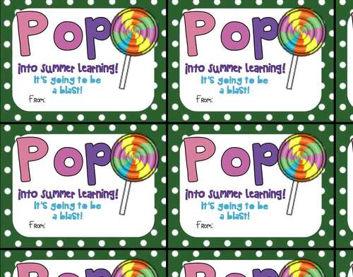 Lollipop Summer School Gift Tag- Pop into summer learning! It's going ...