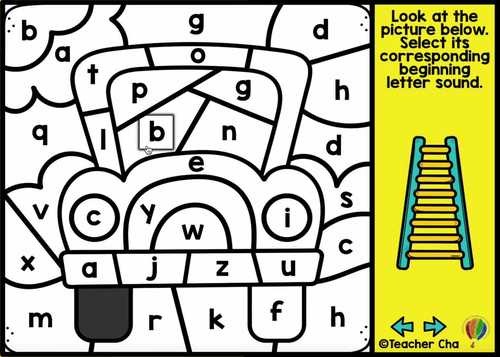 Digital Color by Code: Recognizing Beginning Letter Sounds (BOOM™ Cards)