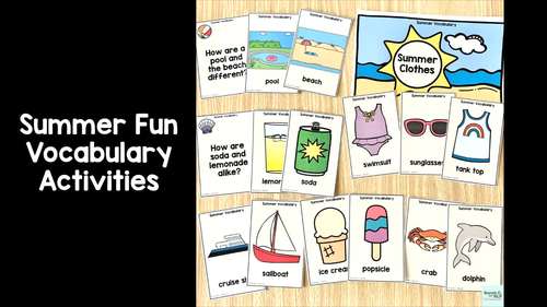 Summer Vocabulary Printable Activities for Speech and Language Therapy