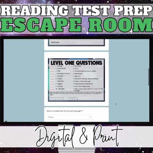 Reading Test Prep Escape Room, Digital ELA Escape Room Reading Test ...