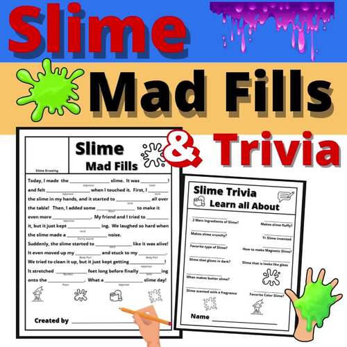 Slime Mad Fills Activity Writing Resource Science No Prep by DadsDesigns