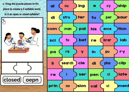 Three Syllable Puzzles Back to School Hidden Gifs Boom Cards by Teacher ...