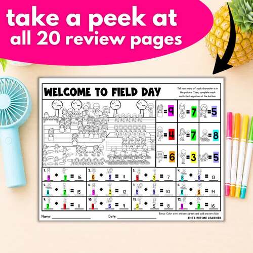 Summer End of Year Packet Addition and Subtraction Worksheets Math Fact ...