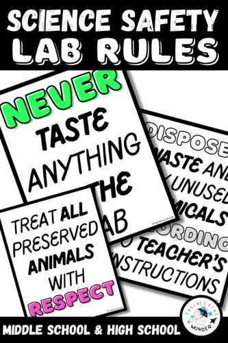 Lab Rules Science Safety Posters - Science Classroom Decor | TPT