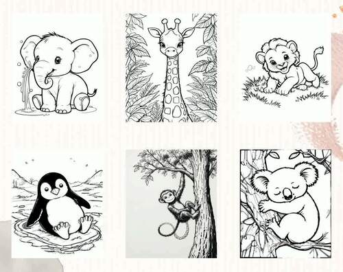 Easy and Bold Animals Coloring Pages - Animals cute coloring book