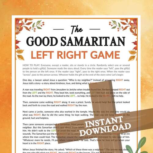 Good Samaritan Left Right Game: Jesus Bible Parable Printable Fun Group ...