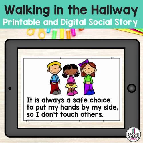 Social Story: No Running, Walking in the Hallway - School Rules | TPT
