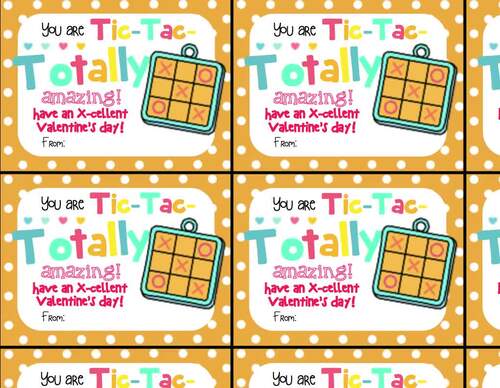 Tic-Tac-Toe Valentine's Day Gift Tag- You are Tic-Tac-Totally amazing ...