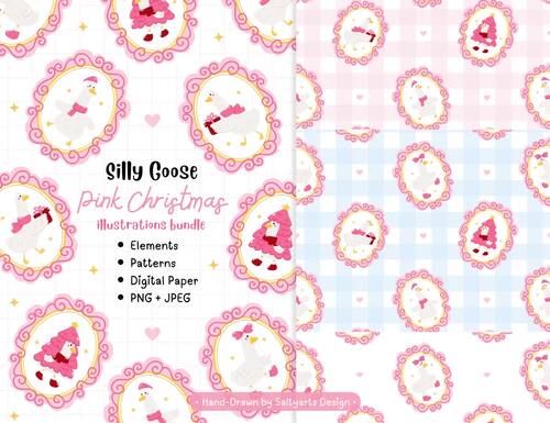 Festive Goose Silly Goose Christmas Clipart and Cute Goose Digital ...