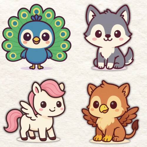 Clipart Chibi Animal Clipart | 22 Kawaii PNG I by AmsolBooks | TPT