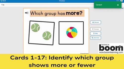 Comparing More or Less Digital Boom Cards Compare Groups to 10 | TPT