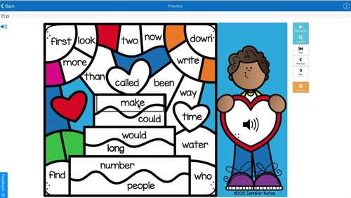 Valentine's Day Color By Code Sight Words #3 Boom Cards Distance Learning
