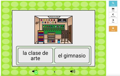 Spanish Boom Cards / Digital Task Cards--Places at School / La Escuela
