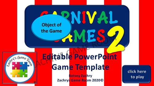 Editable PowerPoint Review Game Template: Carnival Games 2 by Betsey Zachry