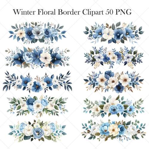 Winter Floral Border Clipart by PinkPearly Design | TPT