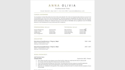 Simple resume template for Teacher, ATS friendly CV, MS Word resume for ...