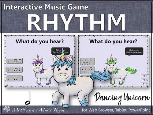 Half Notes Interactive Rhythm Game {Dancing Unicorn} by Linda McPherson