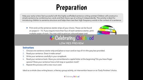 TAS Font Sentence Writing Strips by Celebrating Childhood | TPT
