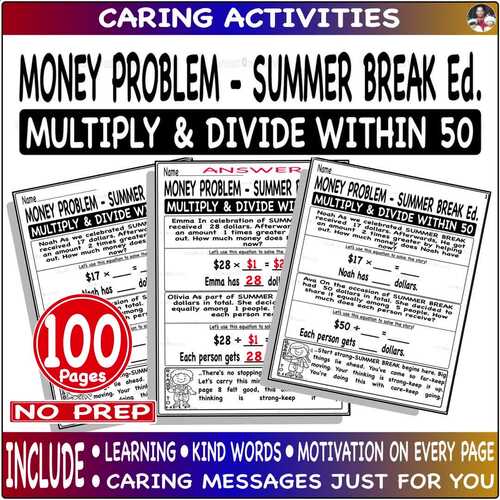 One-Step Multiply and Divide to 50 Money word problem Fluency - Summer ...