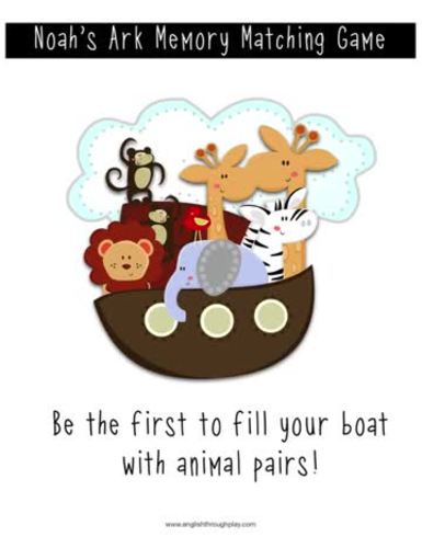 Memory Matching Game - Noah's Ark by English Through Play | TpT