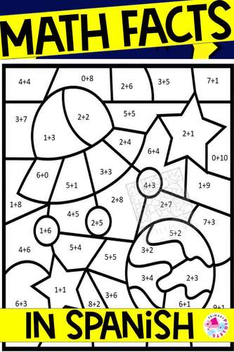 Spanish SPACE Color by Number Code Addition Subtraction Multiply BACK ...