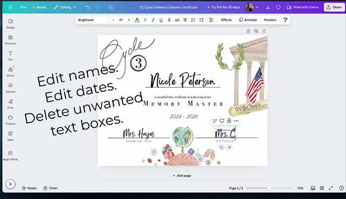 EDITABLE CC Cycle 3 Certificate Set | Foundations | Essentials (Canva ...