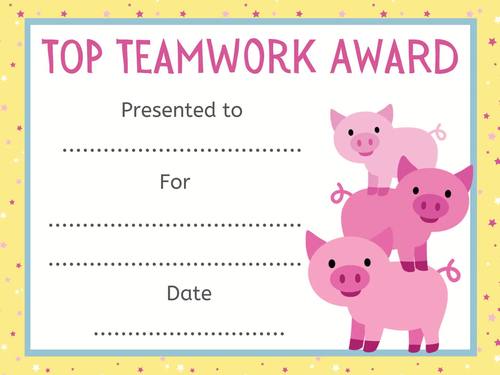 Animal themed teamwork certificates to print or use online | TpT