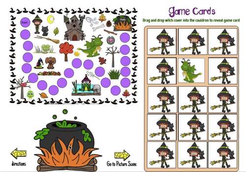 Room on The Broom Inspired Cooperative Game - BOOM Cards by Speech Rocks