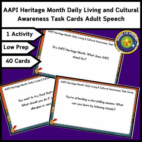 AAPI Heritage Month Daily Living and Cultural Awareness Task Cards ...