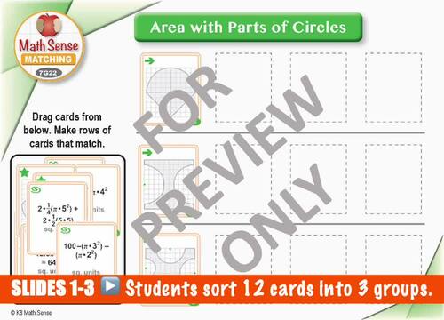 Pi Day AREA with Circles DIGITAL MATCHING: 21 PPT / Google Slides 7G22-D