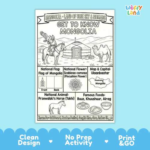 Mongolia Country Study | Geography Coloring Page Activity Asian Culture ...
