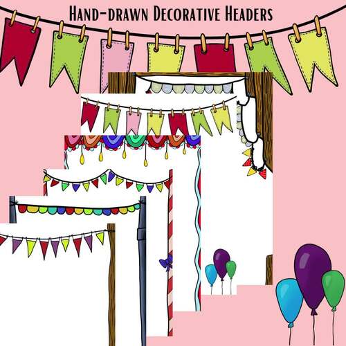 Bunting Bonanza: Handdrawn Decorative Headers - Clipart Class Decor ...