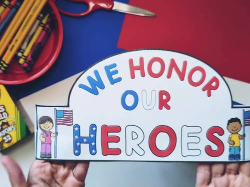 Veterans Day Crowns | Veterans Day Kindergarten Craft Headbands Activity