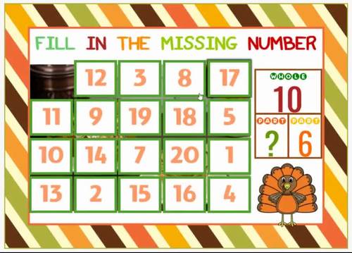 Thanksgiving Math Part Part Whole Mystery Picture Boom Cards 1st Grade Math